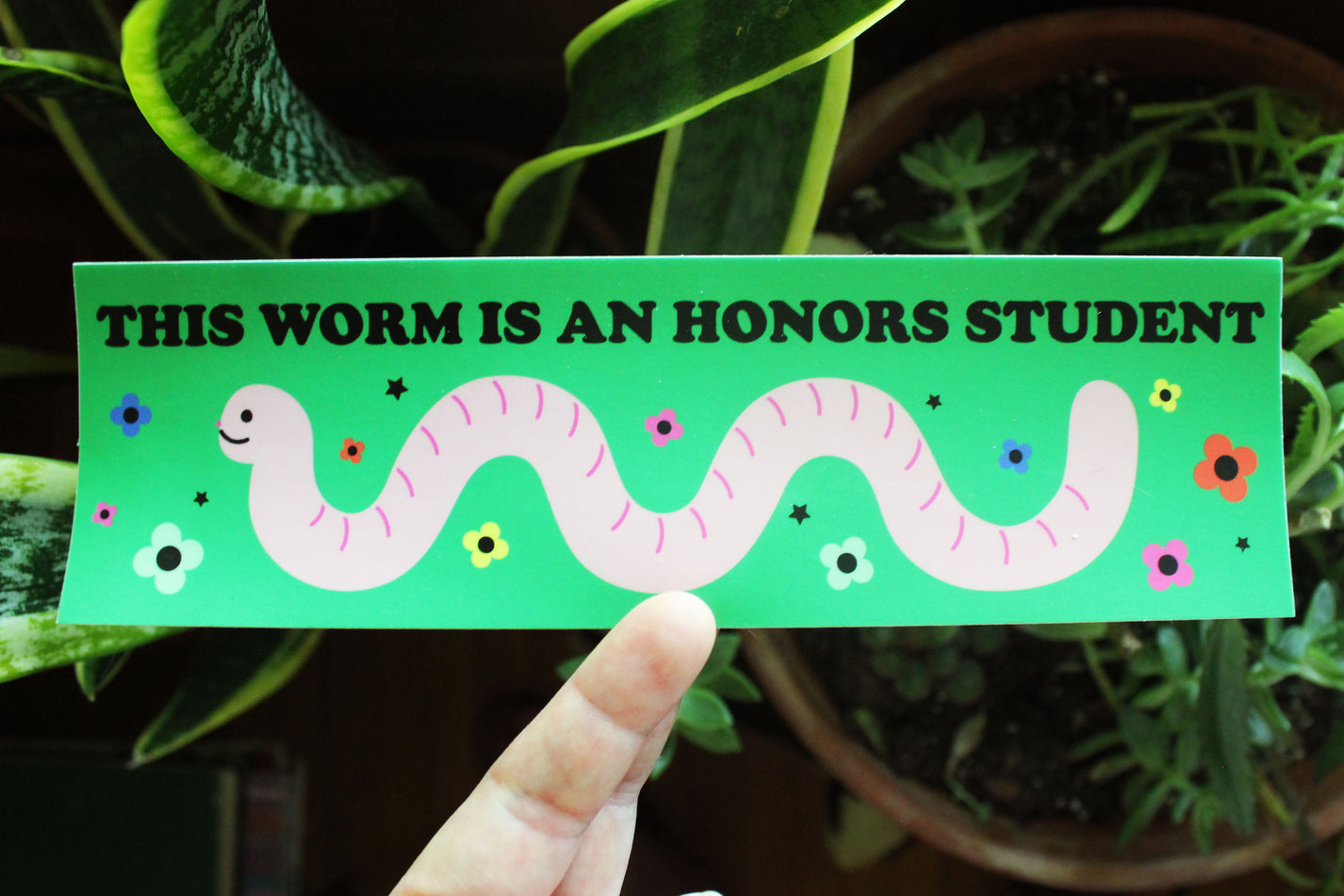 Honors Student Worm Bumper Sticker – Tender Ghost
